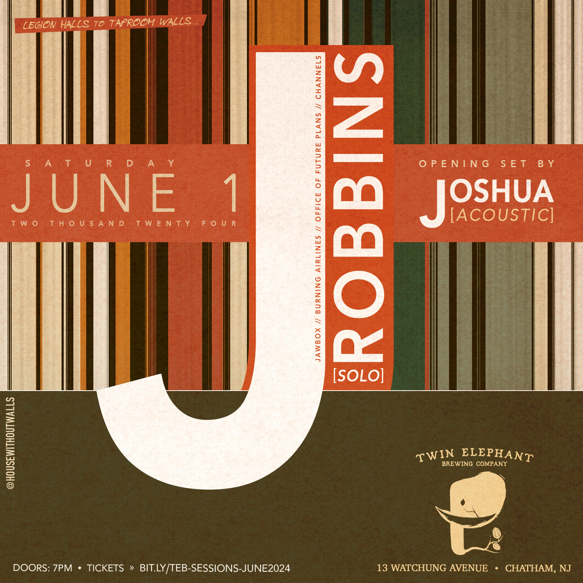 J Robbins (Jawbox & Burning Airlines) Tickets – Twin Elephant Brewing ...